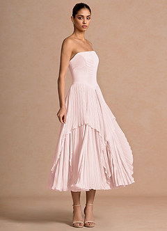Kerensa Blushing Pink Midi Dress | Azazie