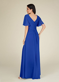 Bleu Roi Azazie Morning Glory Robe A-ligne Col V froncé Longueur ras du ...