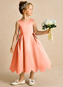Azazie Macaroon Sunset Ball-Gown Bow Matte Satin Dress | Azazie