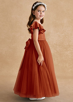 Azazie Suzy Robe Trapèze en Tulle avec manches Paprika Robe Demoiselle ...