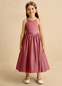 Azazie Indi Antique Rose A-Line Bow Matte Satin Dress | Azazie CA