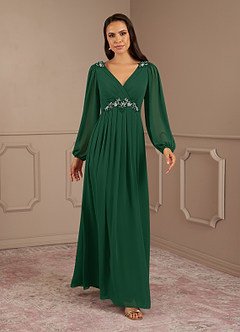 Vert Foncé Azazie Gypsy Robe A-ligne Col V à paillettes Longueur ras du ...