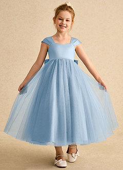Azazie Chickadee Powder Blue Ball-Gown Sweetheart Neckline Matte Satin ...