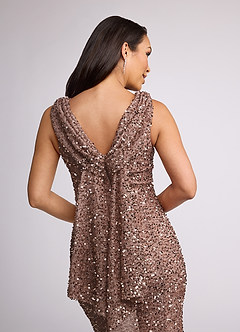 Upstudio Globe Champagne Mermaid Ruched Sequins Dress | Azazie