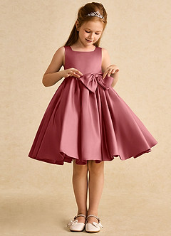 Azazie Jessie Antique Rose A-Line Bow Matte Satin Dress | Azazie