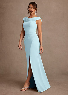 Azazie Irvine Cloud Blue A-Line Pleated Chiffon Dress | Azazie