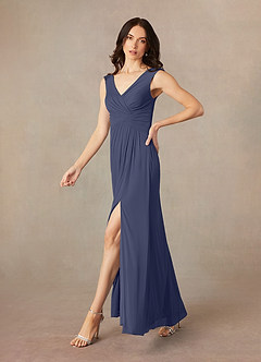 Azazie Andi Stormy A-Line Pleated Mesh Dress | Azazie