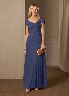 Stormy Azazie Macy A-Line V-Neck Sequin Lace Lace Floor-Length Dress ...