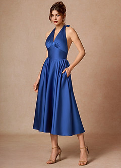 Dominique Royal Blue Midi Dress | Azazie UK