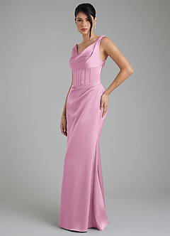 Azazie Spencer Candy Pink Stretch Satin Bridesmaid Dresses | Azazie