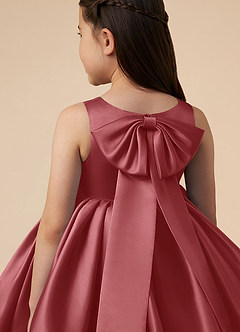 Azazie Bo Peep Antique Rose A-Line Bow Matte Satin Dress | Azazie CA