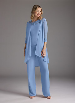 Azazie Maura Steel Blue Jumpsuit/Pantsuit Sequins Chiffon Dress | Azazie