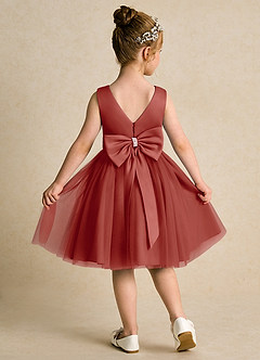 Azazie Tadpole Terracotta A-Line Pleated Matte Satin Dress | Azazie UK