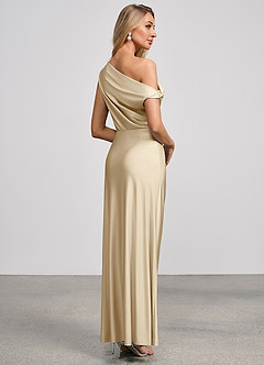 Elowen Champagne Stretch Knit Maxi Dress | Azazie