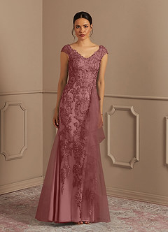 Azazie Melena Desert Rose Mermaid Lace Tulle Dress | Azazie