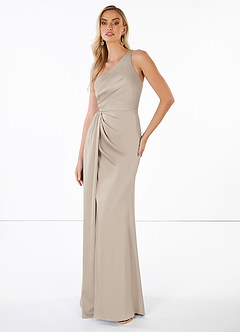 Azazie Mika Stretch Satin Dress Frost Bridesmaid Dresses | Azazie