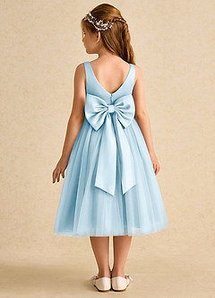Azazie Firefly Sky Blue A-Line Bow Matte Satin Dress | Azazie