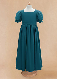 Azazie Joss Ink Blue A-Line with Sleeves Chiffon Dress | Azazie