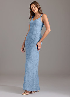 Azazie Denice Powder Blue Floral Burnout Bridesmaid Dresses | Azazie