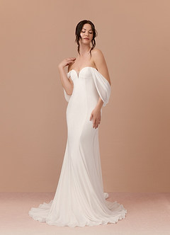 Azazie Laylah Diamond White Mermaid Off the Shoulder Chiffon Dress | Azazie