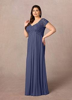 Azazie Macy Stormy A-Line V-Neck Sequin Lace Lace Dress | Azazie