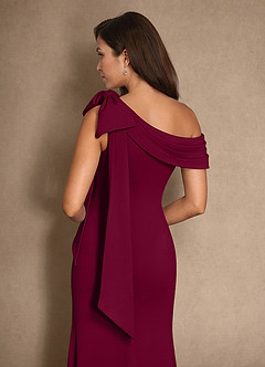 Azazie Myers Burgundy Mermaid Pleated Stretch Crepe Dress | Azazie