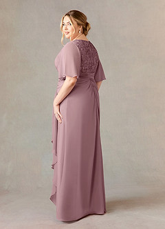 Azazie Carson Dusty Rose A-Line V-Neck Lace Chiffon Dress | Azazie