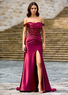 Coraline Ankara Red Lace Sheath-to-Flare Prom Dress | Azazie