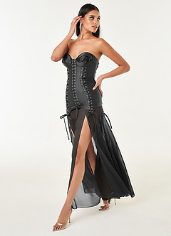 Nadia Black Corset Two-Piece Dress | Azazie