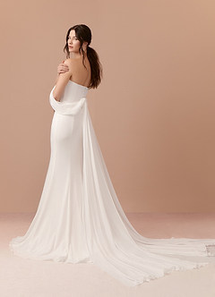 Azazie Laylah Diamond White Mermaid Off the Shoulder Chiffon Dress | Azazie