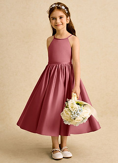 Azazie Indi Antique Rose A-Line Bow Matte Satin Dress | Azazie CA