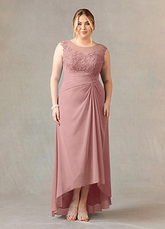 Azazie Endora Dusty Rose A-Line Scoop Lace Chiffon Dress | Azazie
