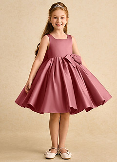 Azazie Jessie Antique Rose A-Line Bow Matte Satin Dress | Azazie
