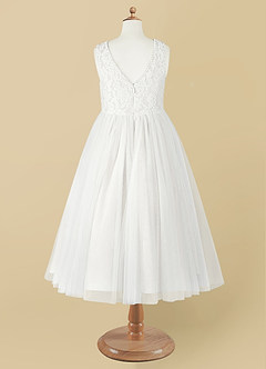 Azazie Sharlie Diamond White A-Line Lace Tulle Dress | Azazie