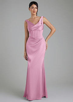 Azazie Spencer Candy Pink Stretch Satin Bridesmaid Dresses | Azazie