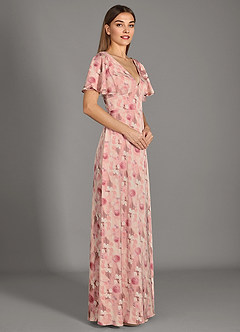 Azazie Lani Stretch Satin Dress Demure Roses Bridesmaid Dresses | Azazie AU