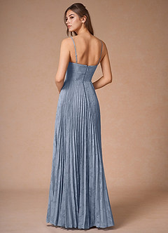 Akiko Powder Blue Pleated Maxi Dress | Azazie
