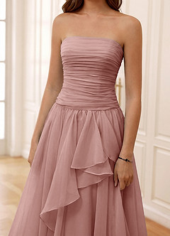 Ocavivien Dusty Pink Tulle Prom Dress | Azazie