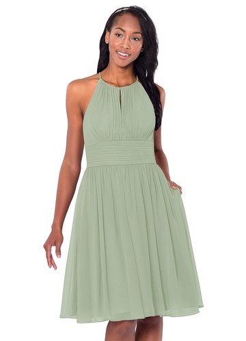 Dusty Sage / Knee Length Bridesmaid Dresses | Azazie