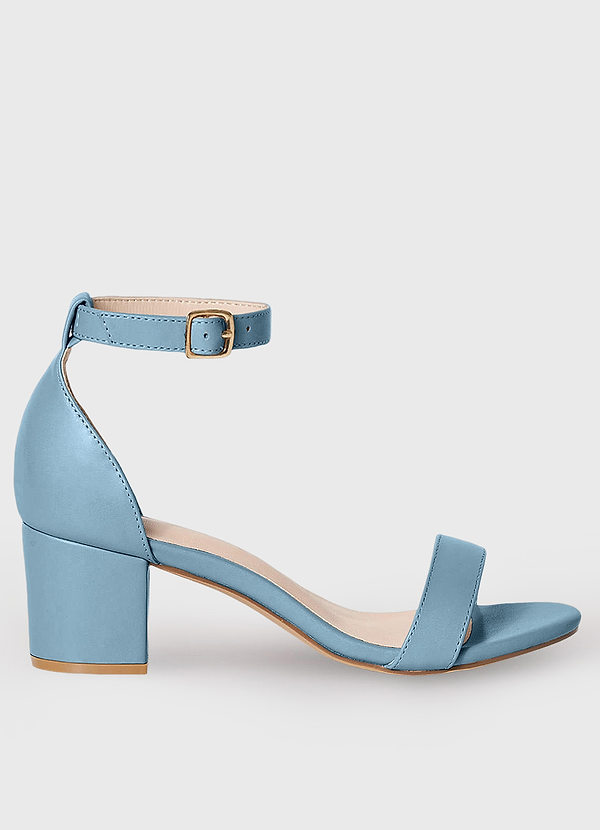Acier Bleuté Sandales à talon bas en satin extensible avec boucle et ...
