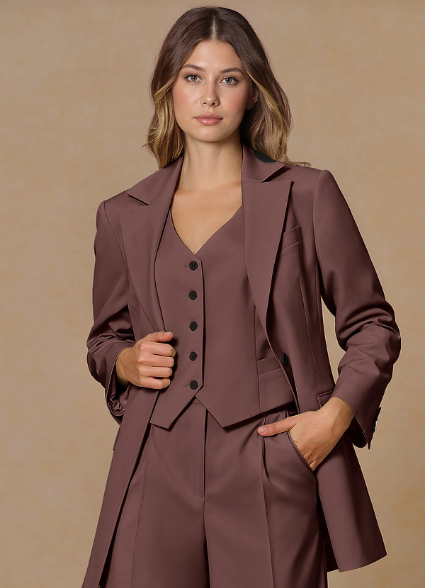 Rowan Espresso Refined Weave Performance blazer | Azazie CA
