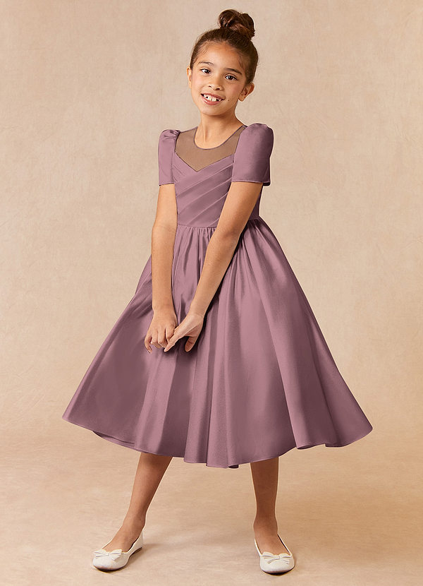 Azazie Anirra Vintage Mauve Ball-Gown Pleated Matte Satin Dress | Azazie