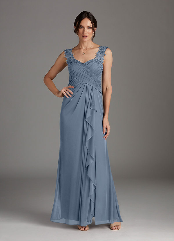 Azazie Edelin Twilight A-Line Sweetheart Neckline Pleated Mesh Dress ...
