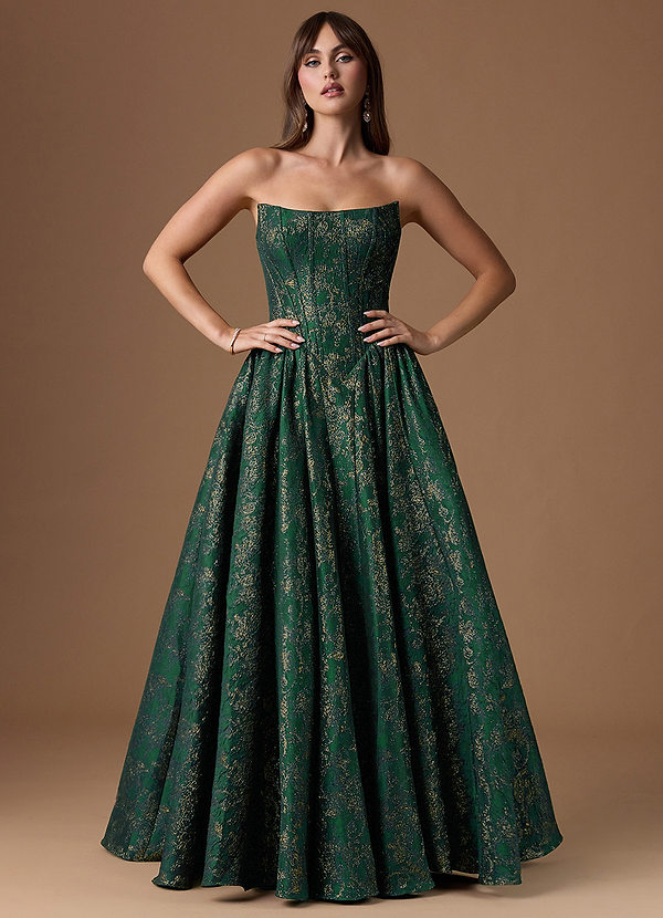 Skyla Gilded Emerald Gown | Azazie AU