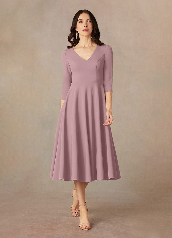 Azazie Nassif Dusty Rose A-Line Stretch Crepe Dress | Azazie CA