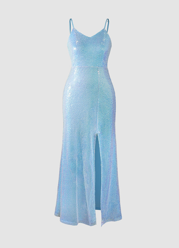 Light Blue Pomona Light Blue Sequin Maxi Dress Dresses | Azazie