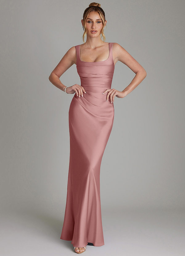 Azazie Agustina Dusty Rose Stretch Satin Bridesmaid Dresses | Azazie AU