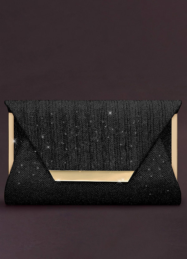 Black Elegant Glitter Flap Clutch Bags | Azazie