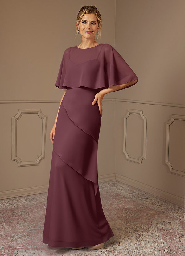 Azazie Bowie Sangria A-Line Chiffon Dress | Azazie