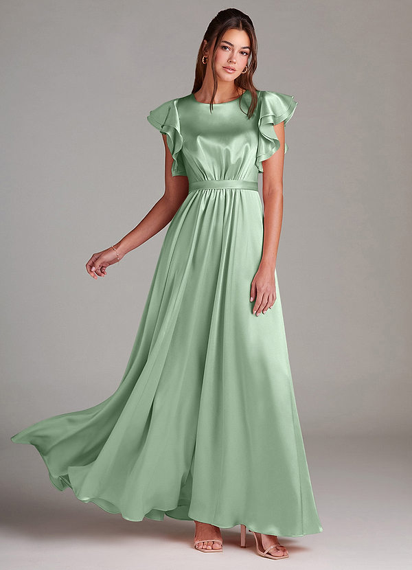 Azazie Daphne Modest Bridesmaid Dresses in Matcha | Azazie CA